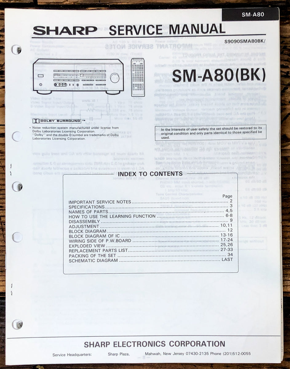 Amplifier Service Manual *Original* – Vintage Audio Store - Vintage ...
