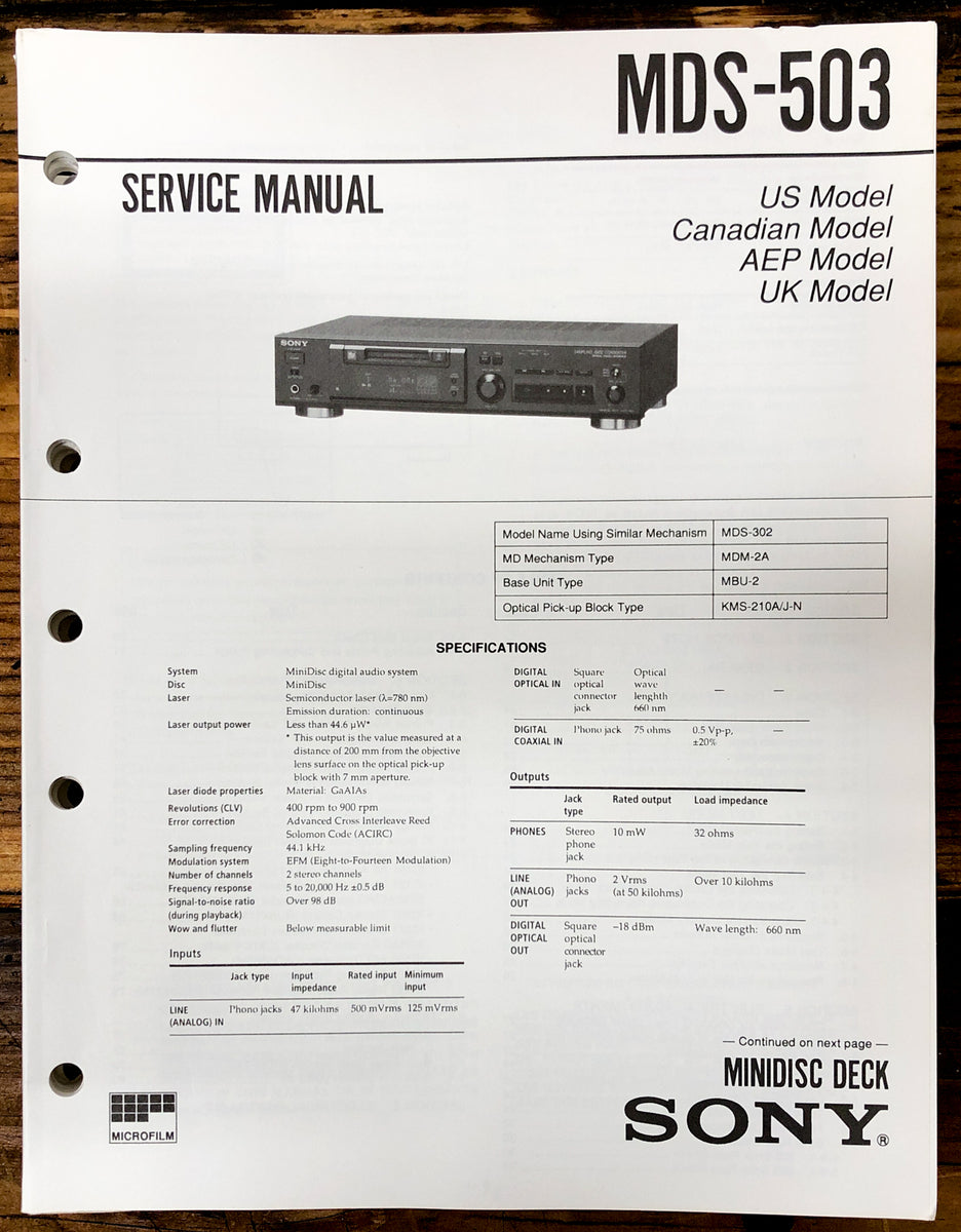 MD MiniDisc Recorder Service Manual *Original* – Vintage Audio Store ...