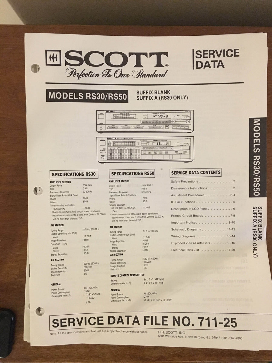 Scott RS30 RS50 STEREO Service Manual *Original* – Vintage Audio Store ...