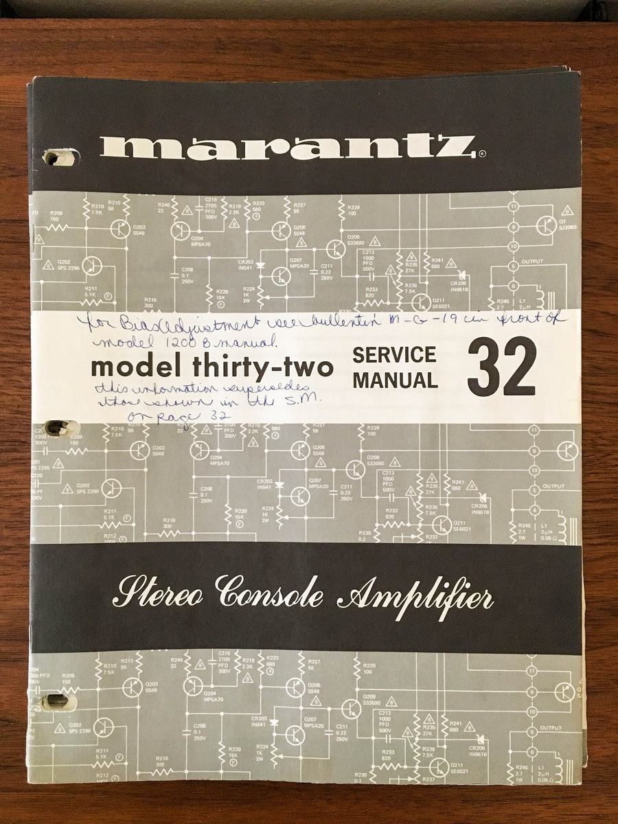 Marantz Model 32 Preamp / Preamplifier Service Manual *Original ...