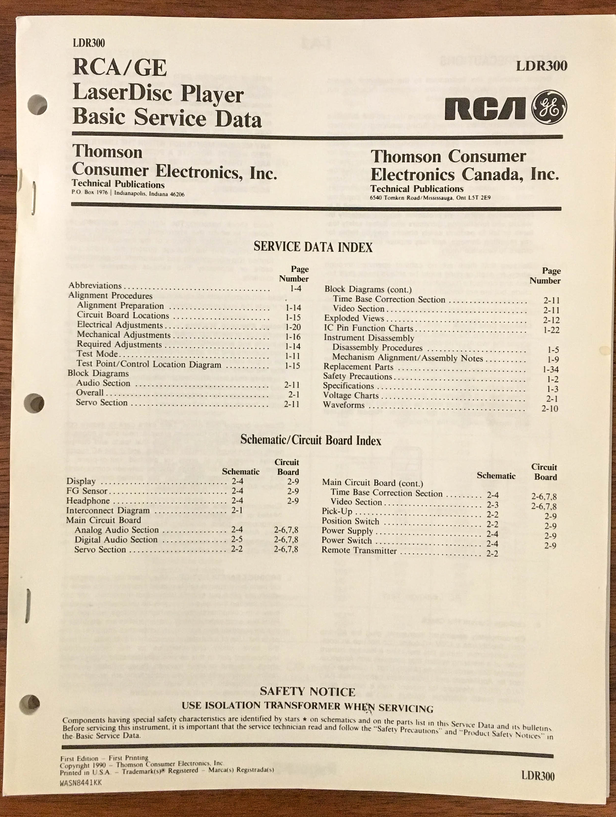 RCA / GE LDR300 LDR 300 Laserdisc Player Service Manual *Original* #2 ...