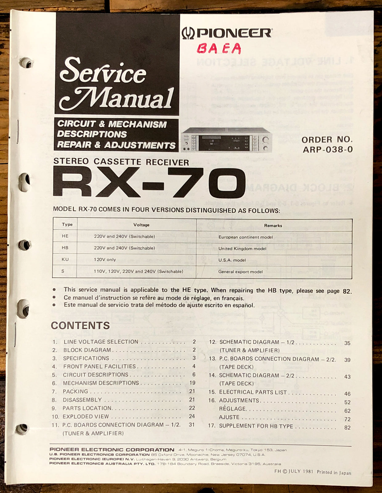Cassette Service Manual *Original* – Vintage Audio Store - Vintage Service Manuals, Stereo ...