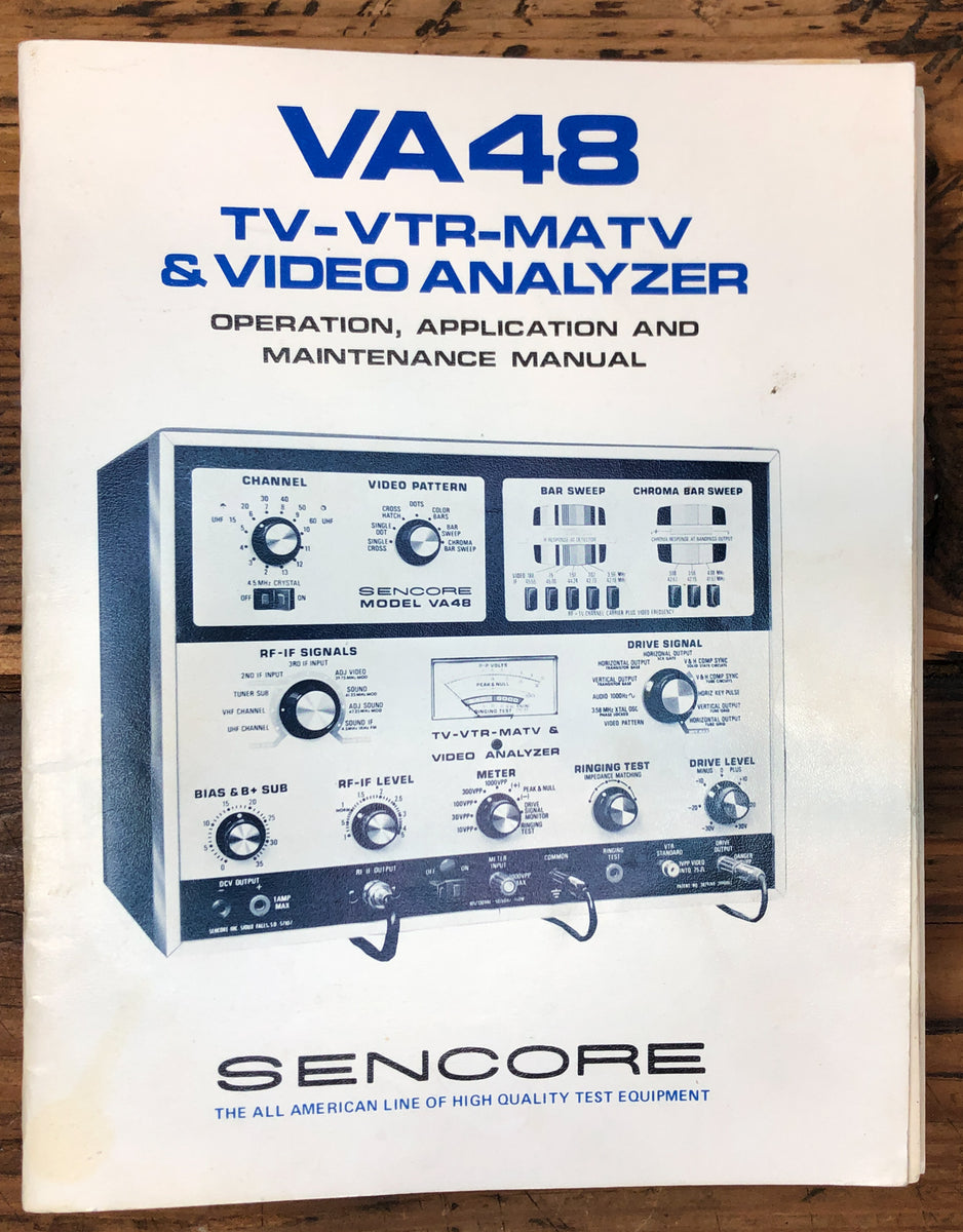 Video Analyzer Owner & Service Manual *Original* – Vintage Audio Store ...