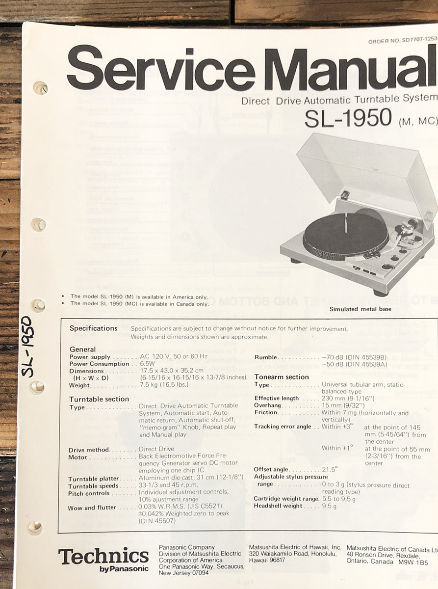 Record Player / Turntable Service Manual *Original* – Vintage Audio ...