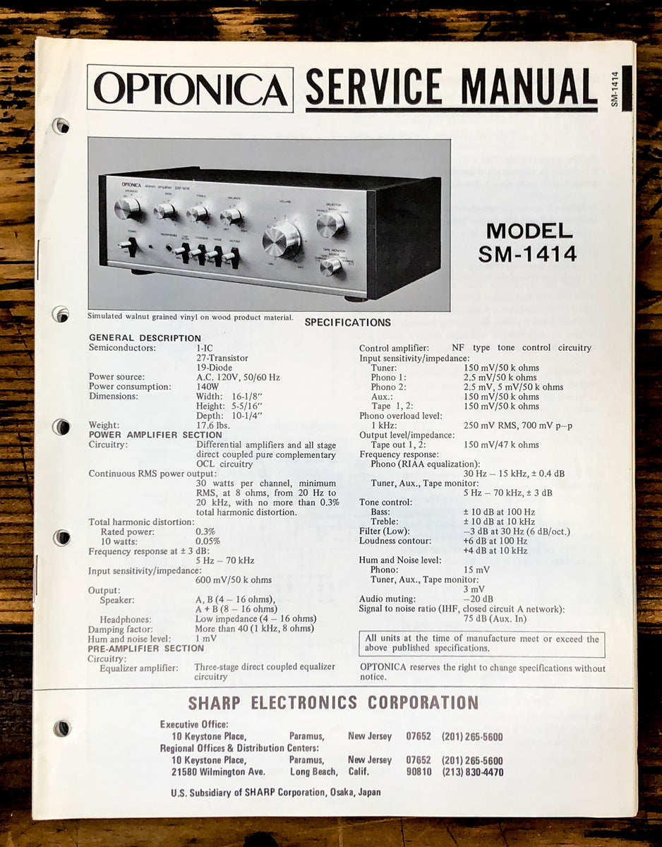 Amplifier Service Manual *Original* – Vintage Audio Store - Vintage ...