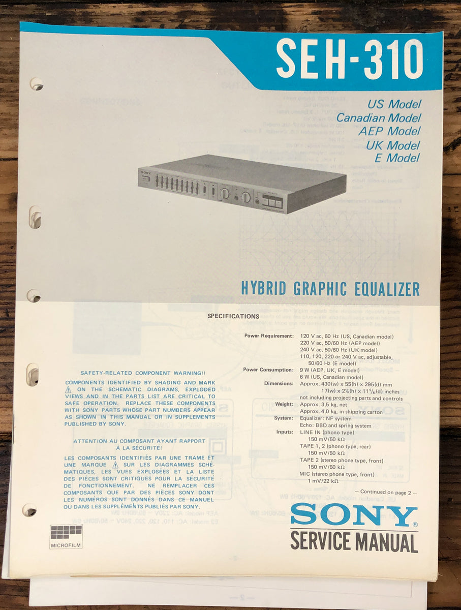 Equalizer Service Manual *Original* – Vintage Audio Store - Vintage ...
