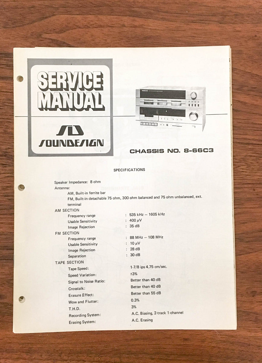 SoundDesign Sound Design Model 8-66C3 Stereo Service Manual *Original ...
