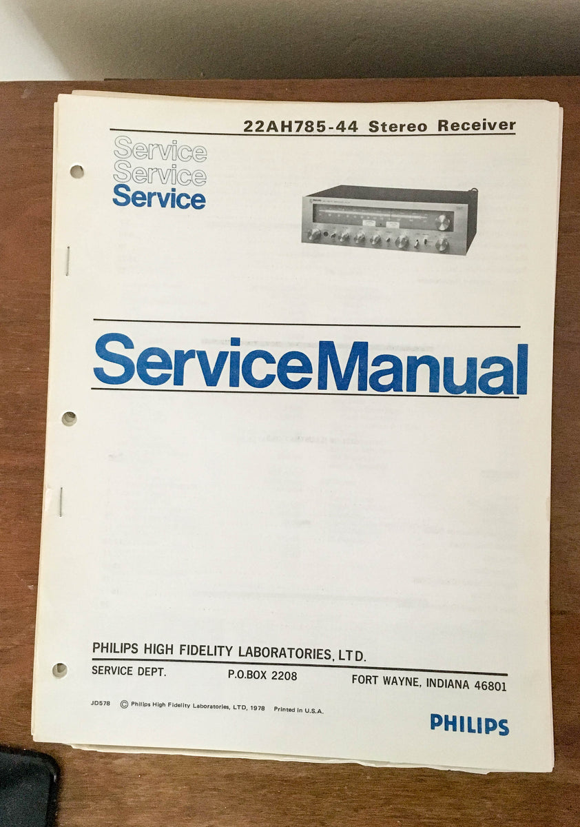 Philips 22AH785 /44 RECEIVER Service Manual *Original* – Vintage Audio ...