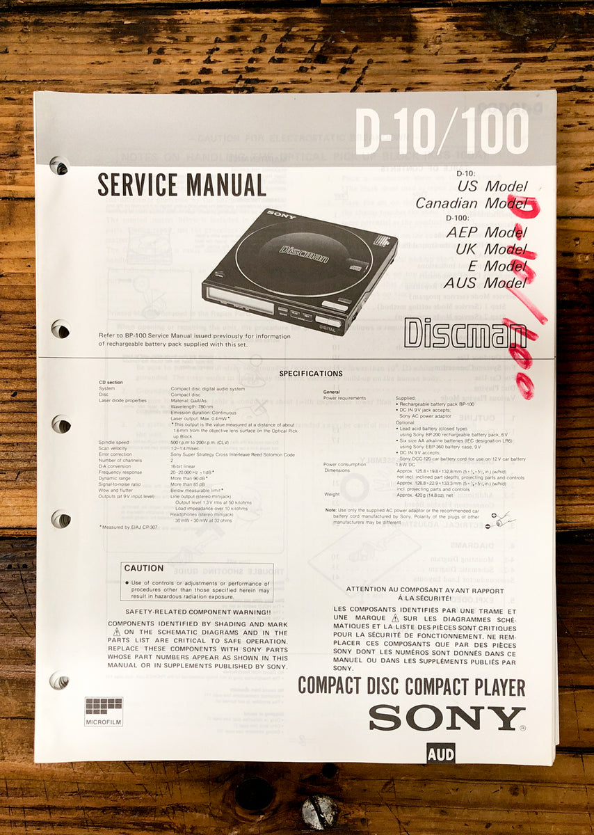 CD Player / Discman Service Manual *Original* – Vintage Audio Store ...