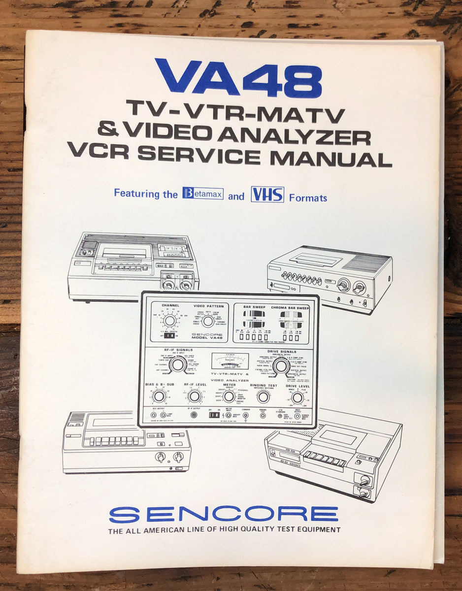 Video Analyzer Owner & Service Manual *Original* – Vintage Audio Store ...