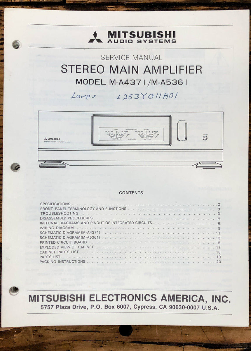 Amplifier Service Manual *Original* – Vintage Audio Store - Vintage ...