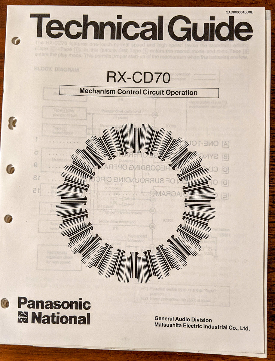 Panasonic RX-CD70 Radio Cassette Circuit Operation Manual *Original ...