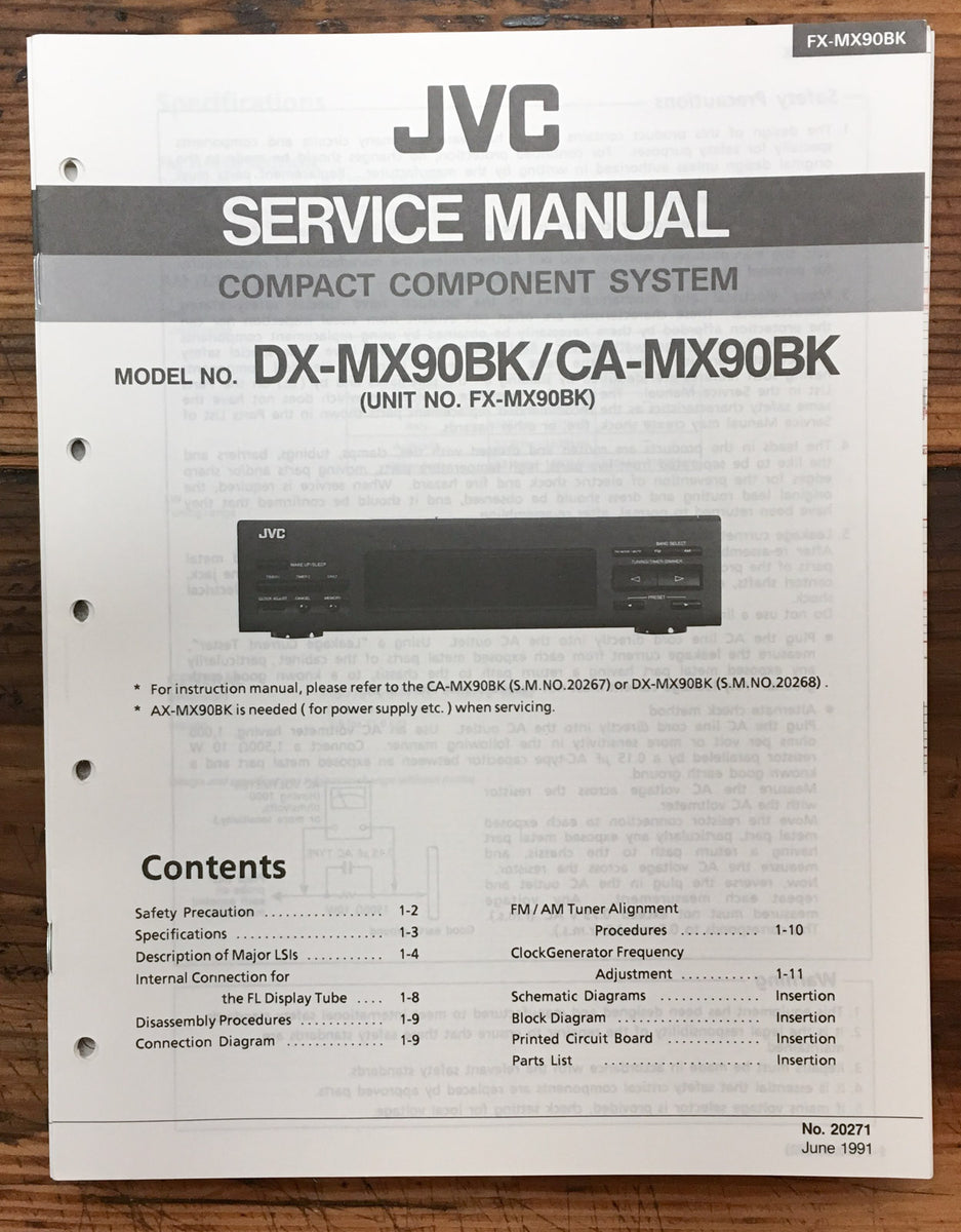 JVC FX-MX90 BK Stereo Service Manual *Original* – Vintage Audio Store ...