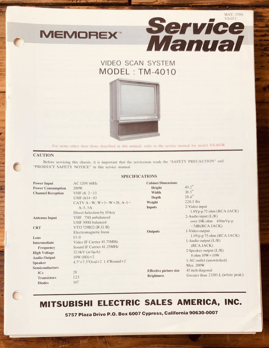 TV Service Manual *Original* – Vintage Audio Store - Vintage Service Manuals, Stereo Brochures ...