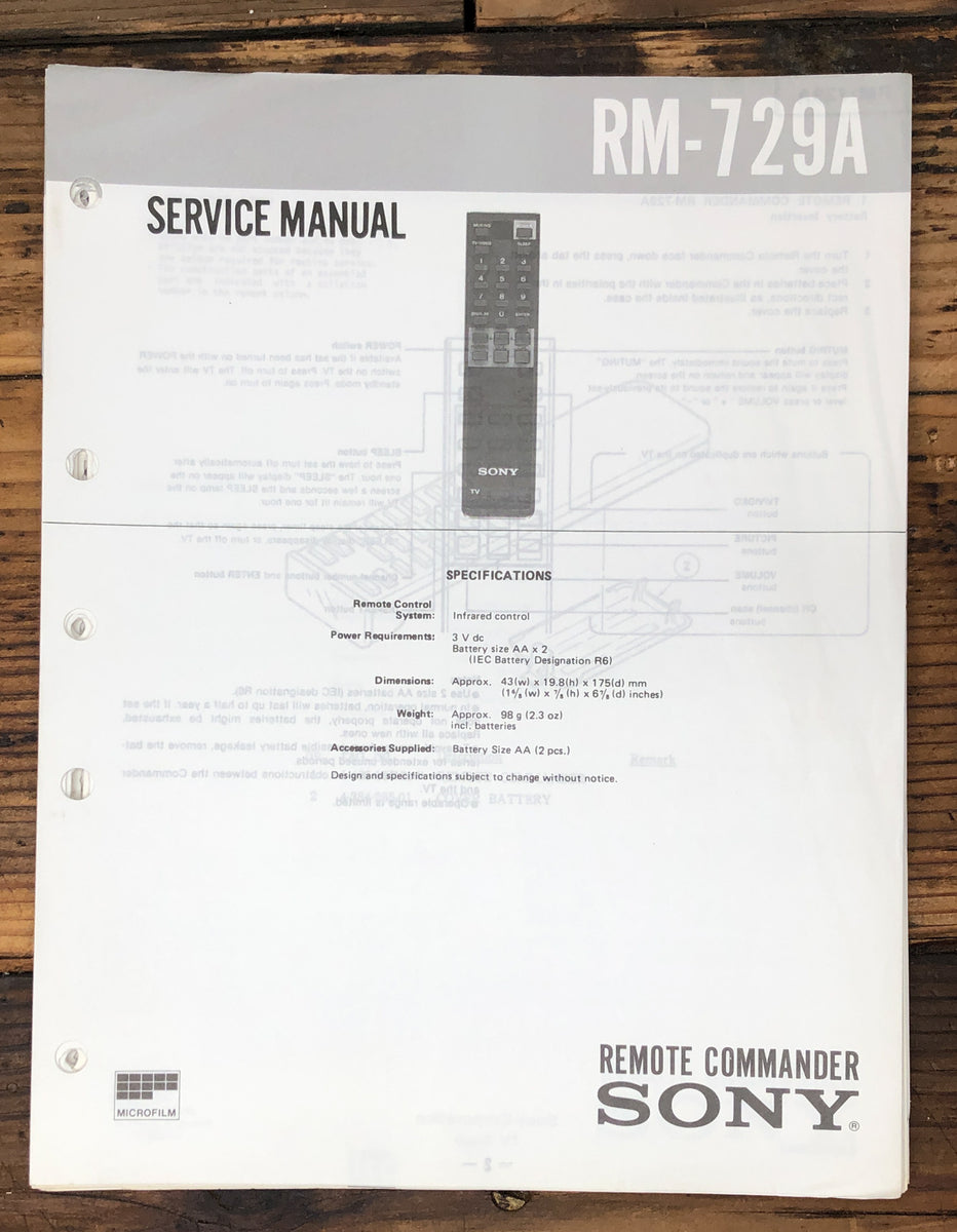Remote Control Service Manual *Original* – Vintage Audio Store ...