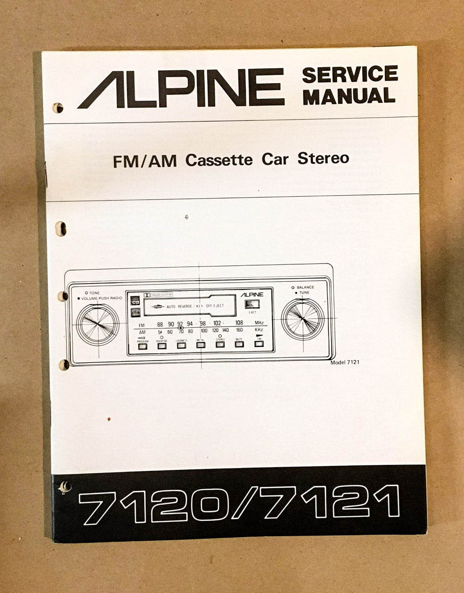 Alpine Model 7120 7121 Radio Cassette Service Manual *Original* #1 ...
