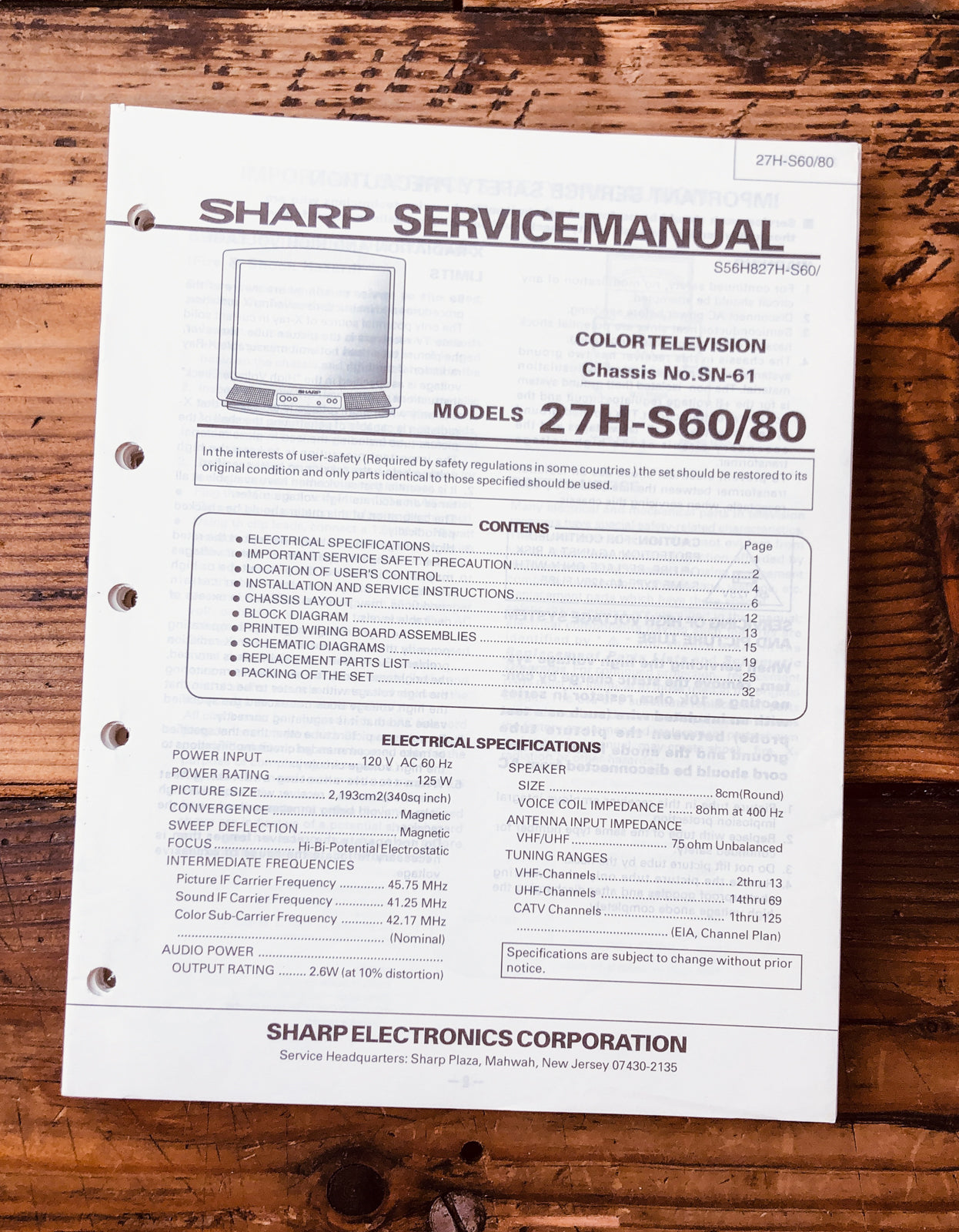 TV Service Manual *Original* – Vintage Audio Store - Vintage Service Manuals, Stereo Brochures ...