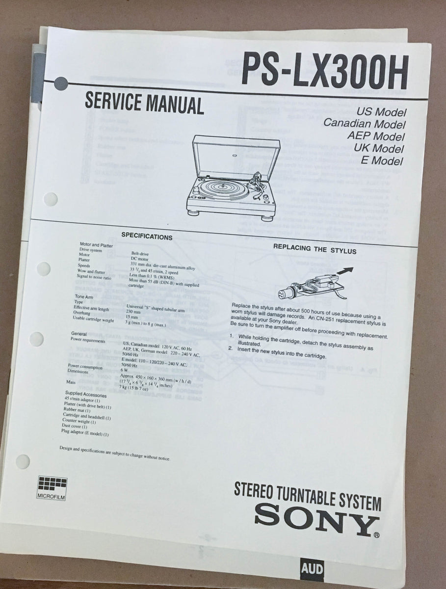 Sony PS-LX300H Turntable Record Player Service Manual *Original* – Vintage Audio Store - Vintage ...