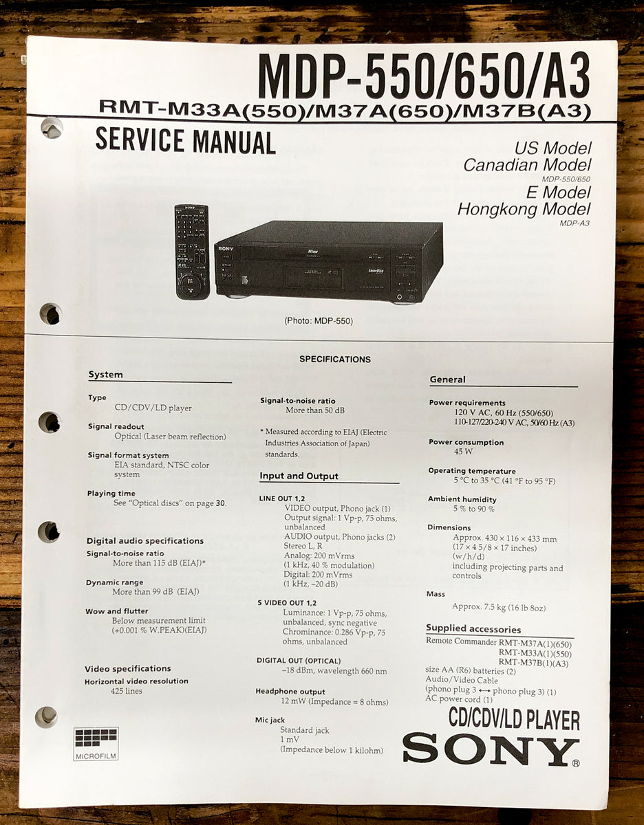 MD MiniDisc Recorder Service Manual *Original* – Vintage Audio Store ...