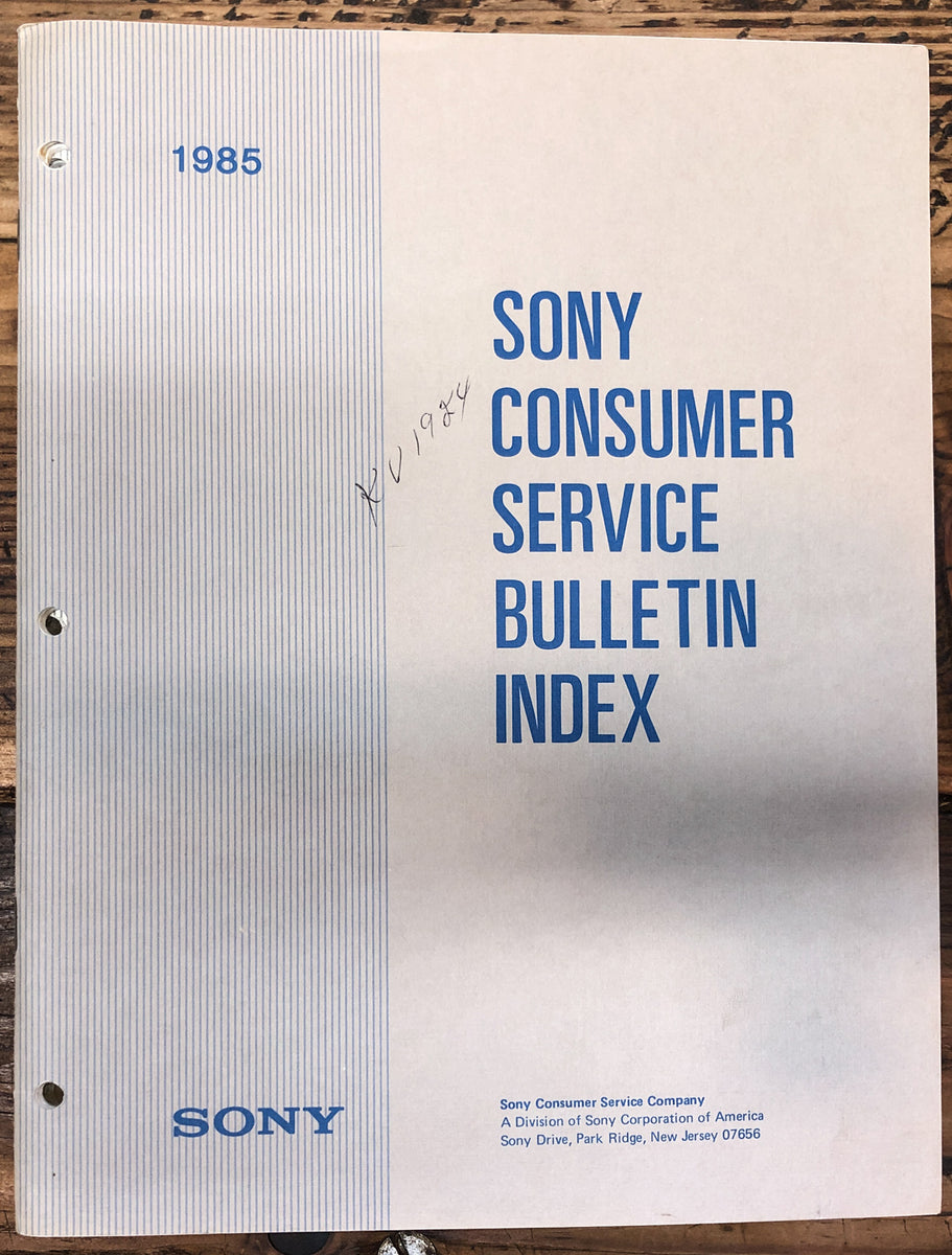 Consumer Service Bulletin Index *Original* – Vintage Audio Store - Vintage Service Manuals ...