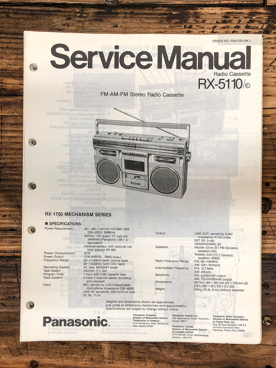 Radio / Boombox Service Manual *Original* – Vintage Audio Store ...