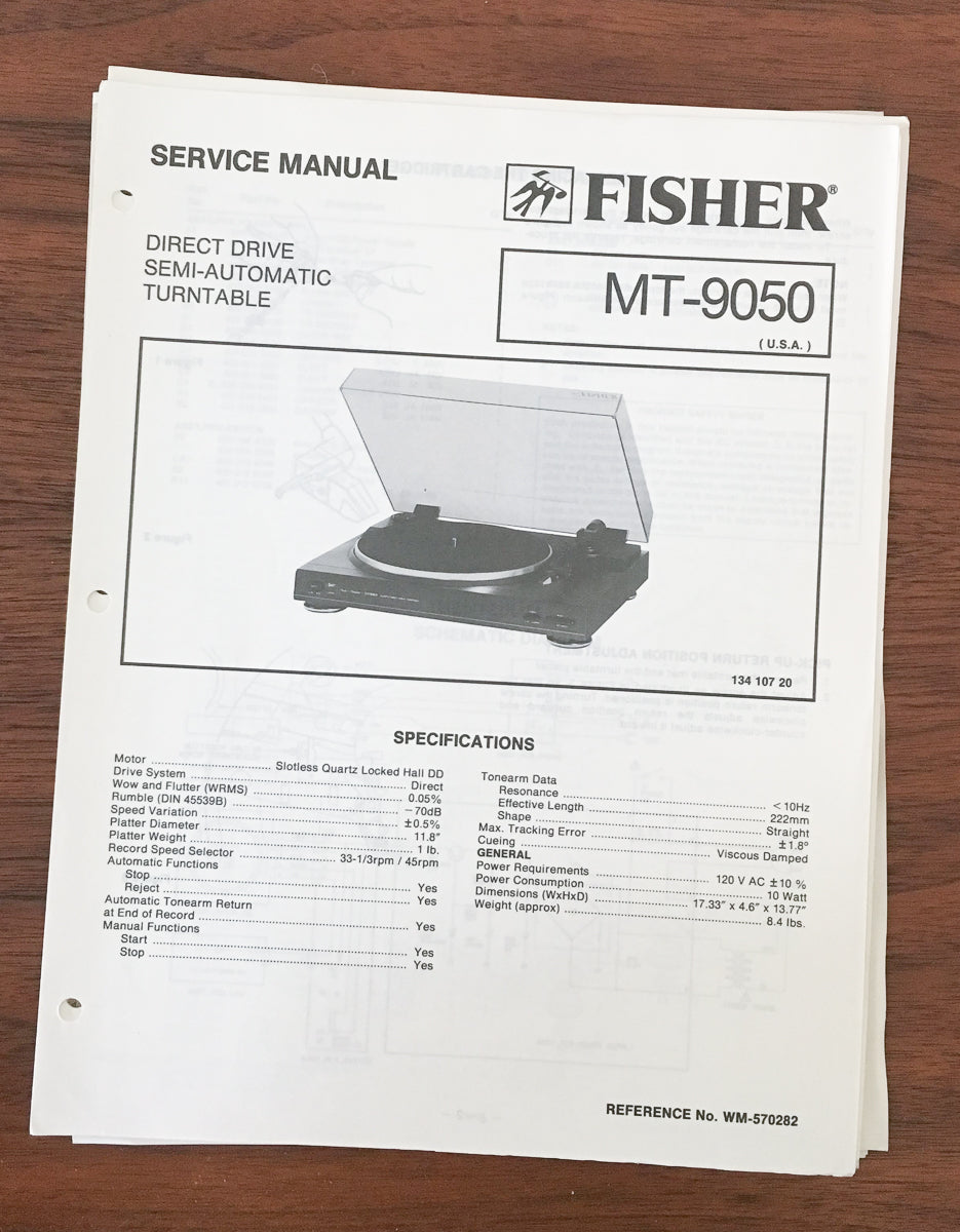 Fisher MT-9050 Record Player / Turntable Service Manual *Original ...