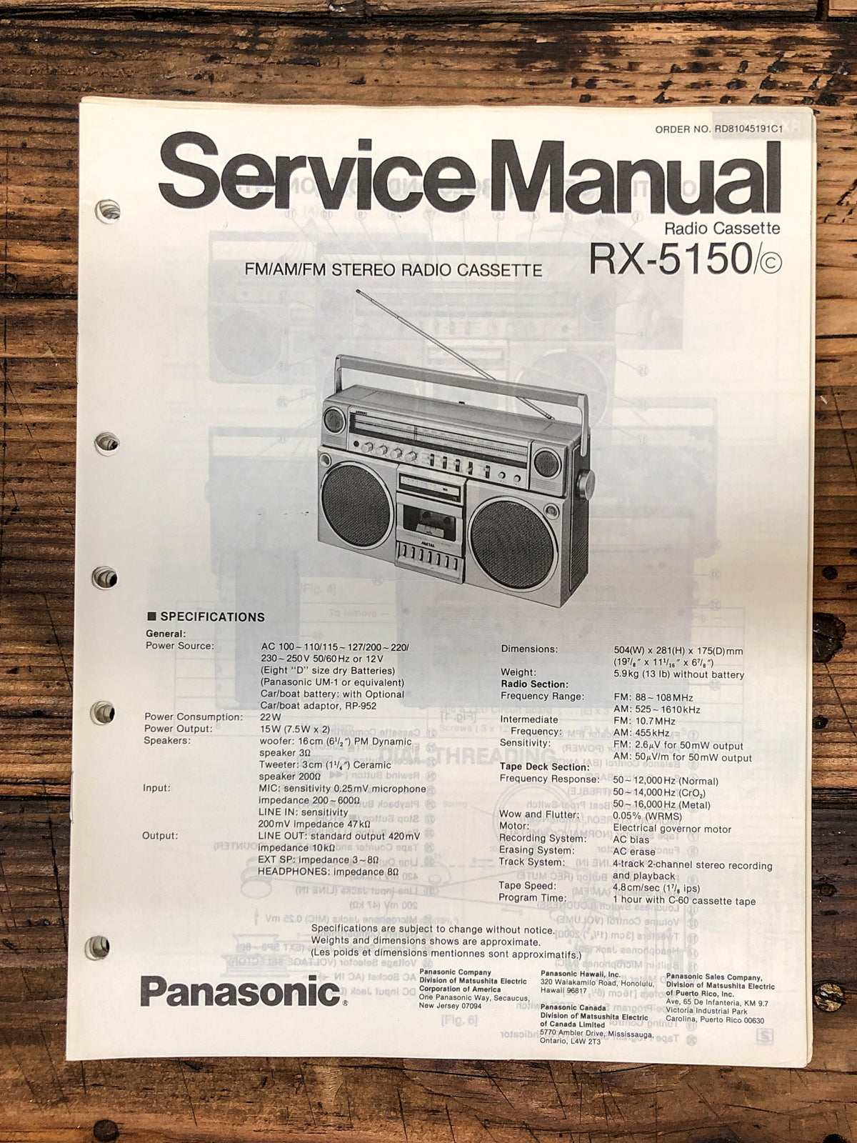 Radio / Boombox Service Manual *Original* – Vintage Audio Store ...