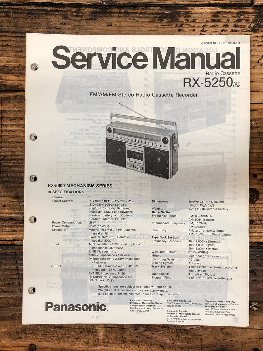 Radio / Boombox Service Manual *Original* – Vintage Audio Store ...