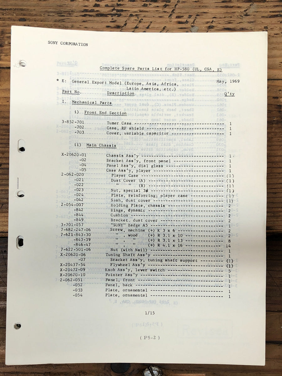 Stereo Parts List Manual *Original* – Vintage Audio Store - Vintage ...