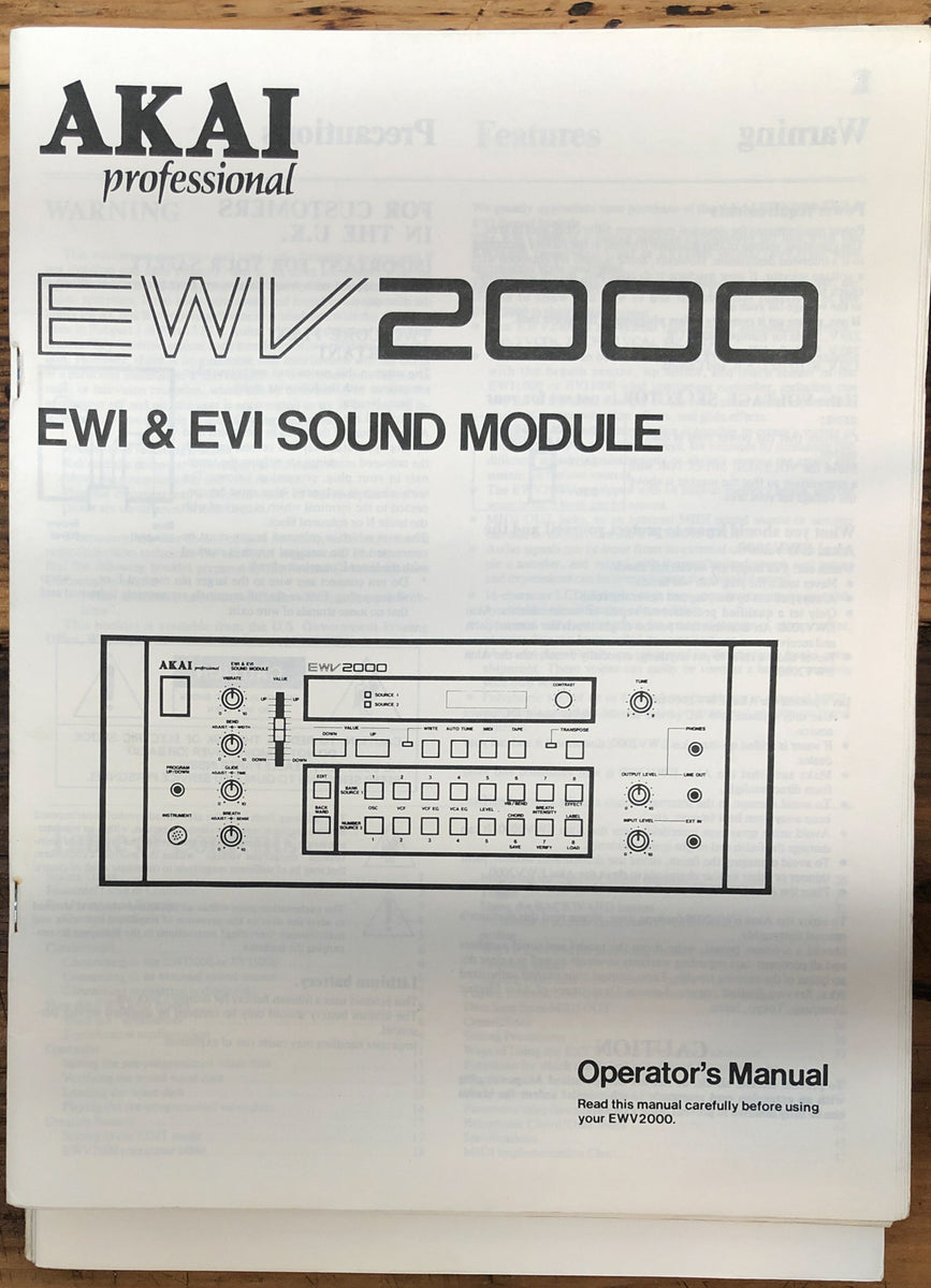 EWI EVI Module Owner / User Manual *Original* – Vintage Audio Store ...