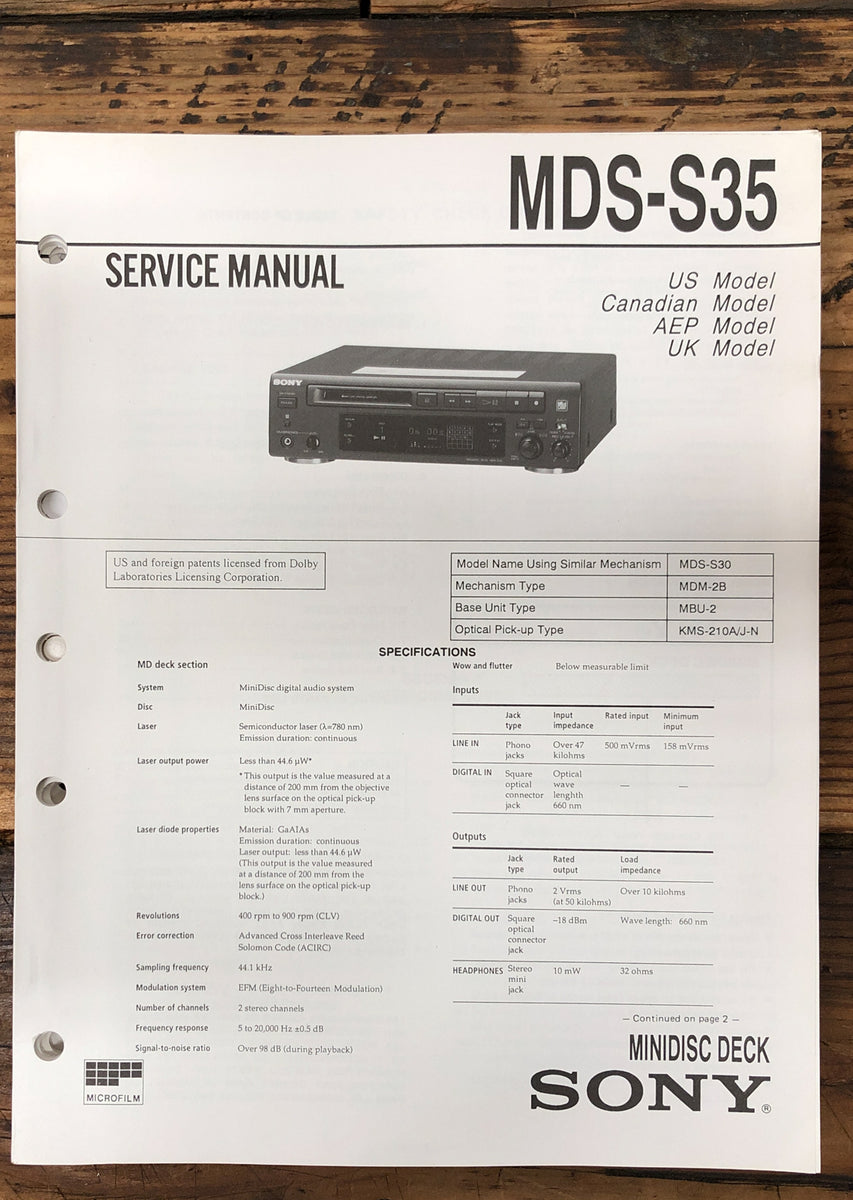 MD Minidisc Deck Service Manual *Original* – Vintage Audio Store - Vintage Service Manuals ...