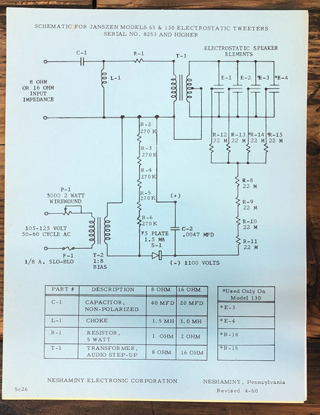 Speaker Schematic Sheet *Original* – Vintage Audio Store - Vintage ...