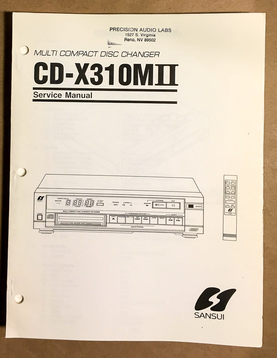 Sansui CD-X310 MII CD Changer Service Manual *Original* – Vintage Audio ...