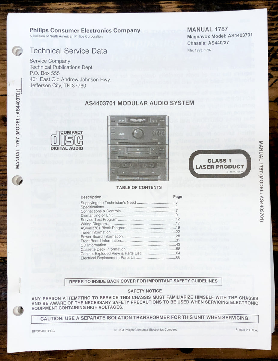 Stereo Service Manual *Original* – Vintage Audio Store - Vintage ...