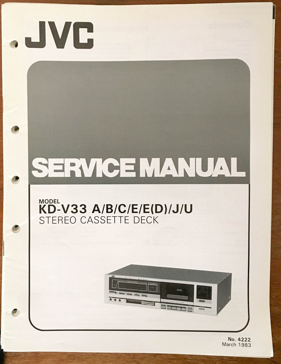 JVC KD-V33 Cassette Deck Service Manual *Original* #1 – Vintage Audio ...
