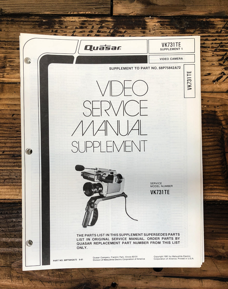 Video Camera Service Manual *Original* – Vintage Audio Store - Vintage ...
