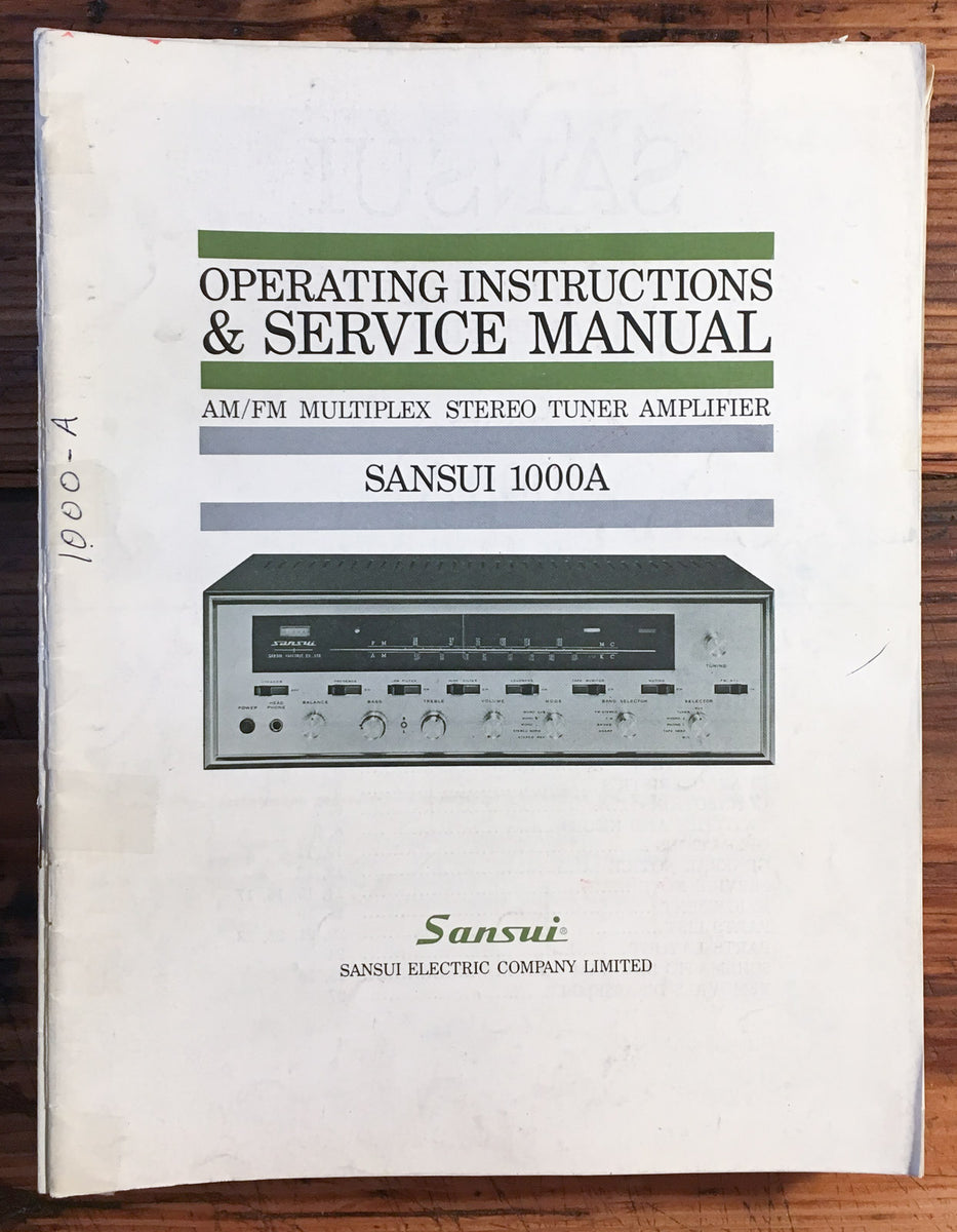 Sansui Model 1000A Receiver Service Manual *Original* – Vintage Audio ...