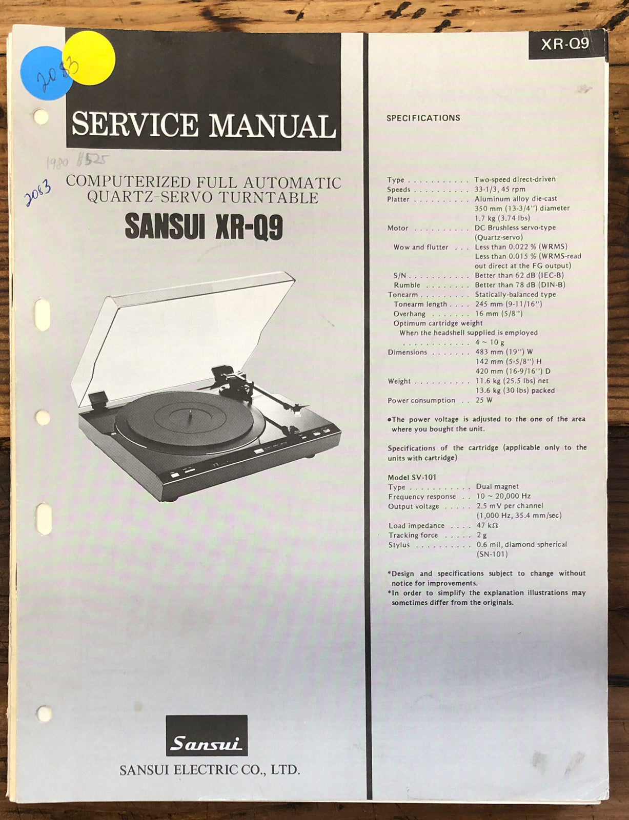Turntable / Record Player Service Manual *Original* – Vintage Audio ...