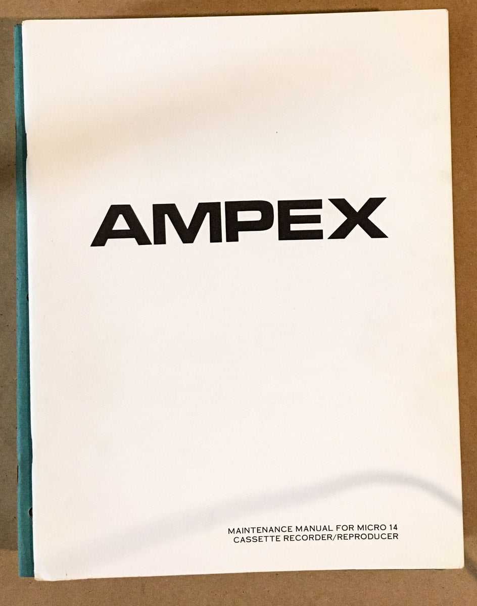 Ampex Micro 14 Cassette Player Service Manual *Original* – Vintage ...
