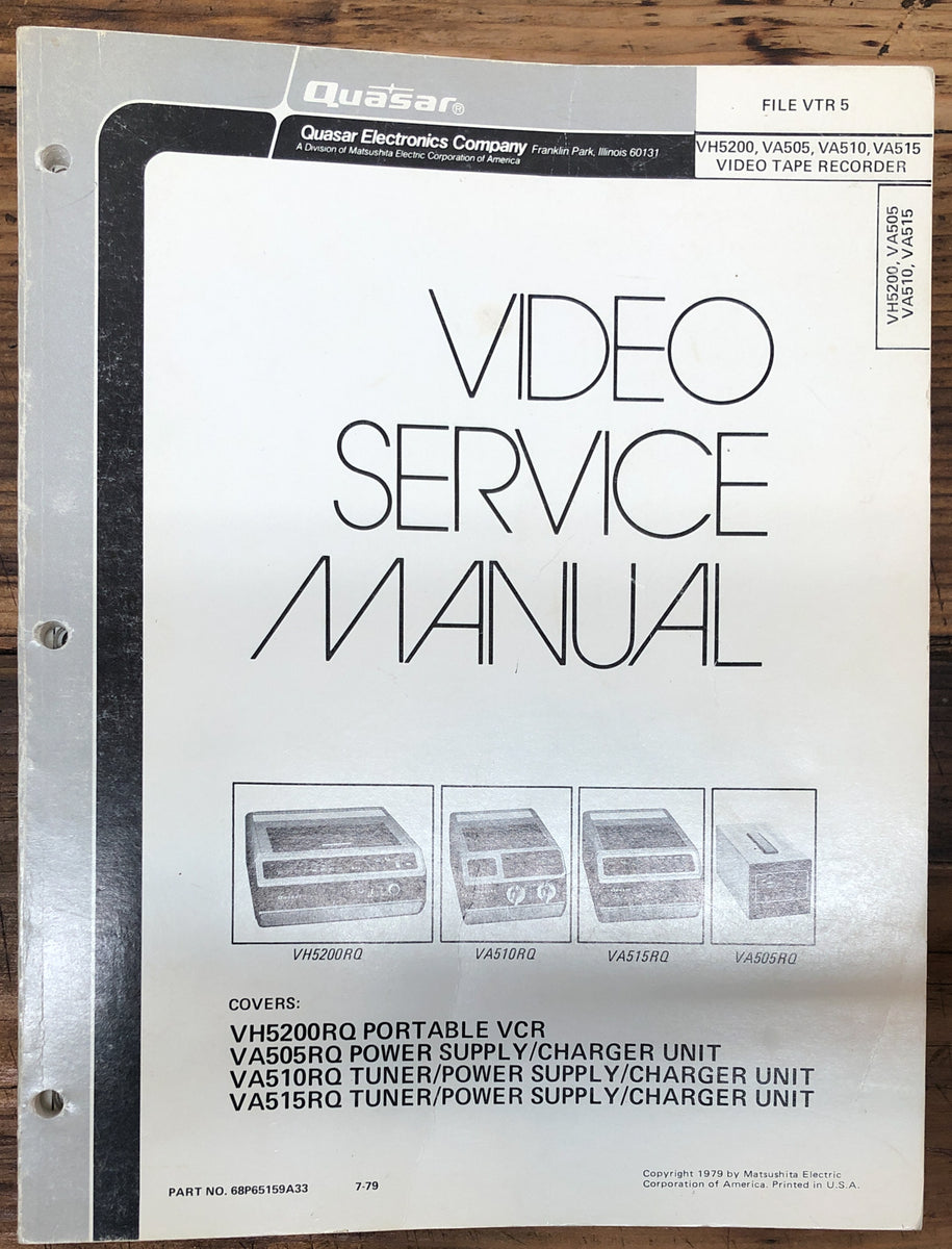 VCR Service Manual *Orig – Vintage Audio Store - Vintage Service ...