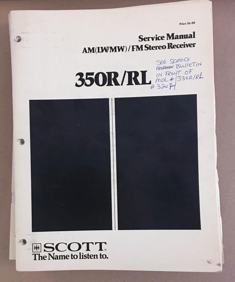 Scott 350R RL Receiver Service Manual *Original* – Vintage Audio Store ...