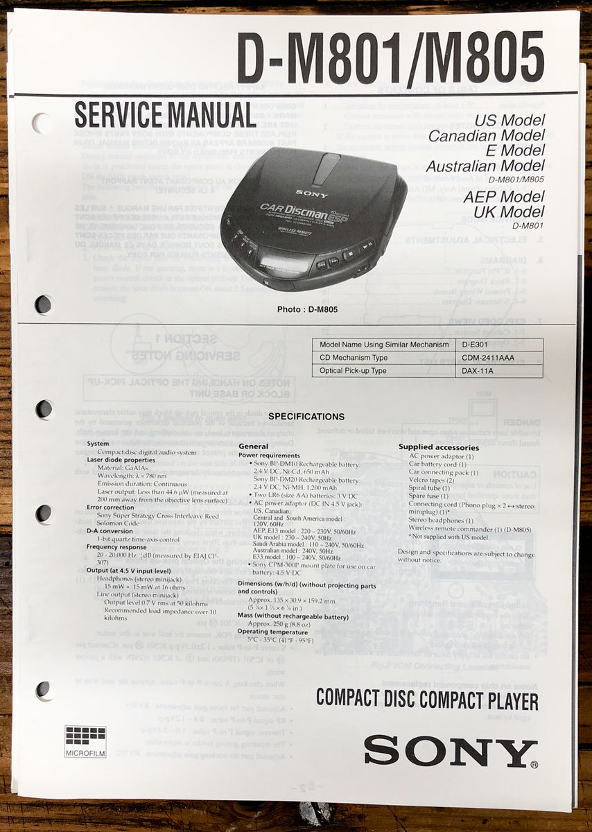 CD Player / Discman Service Manual *Original* – Vintage Audio Store ...
