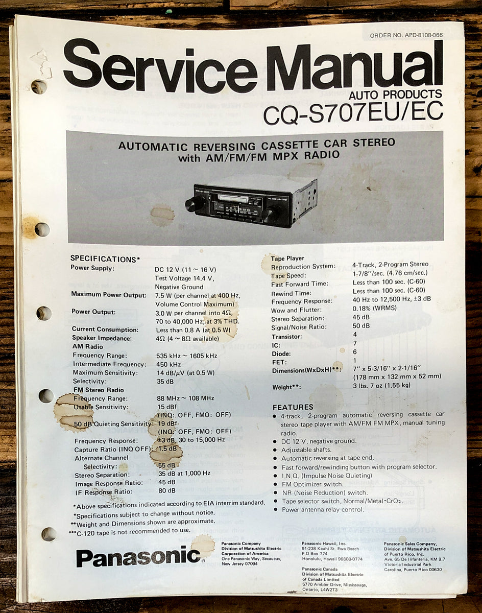 Car Stereo Service Manual *Original* – Vintage Audio Store - Vintage ...