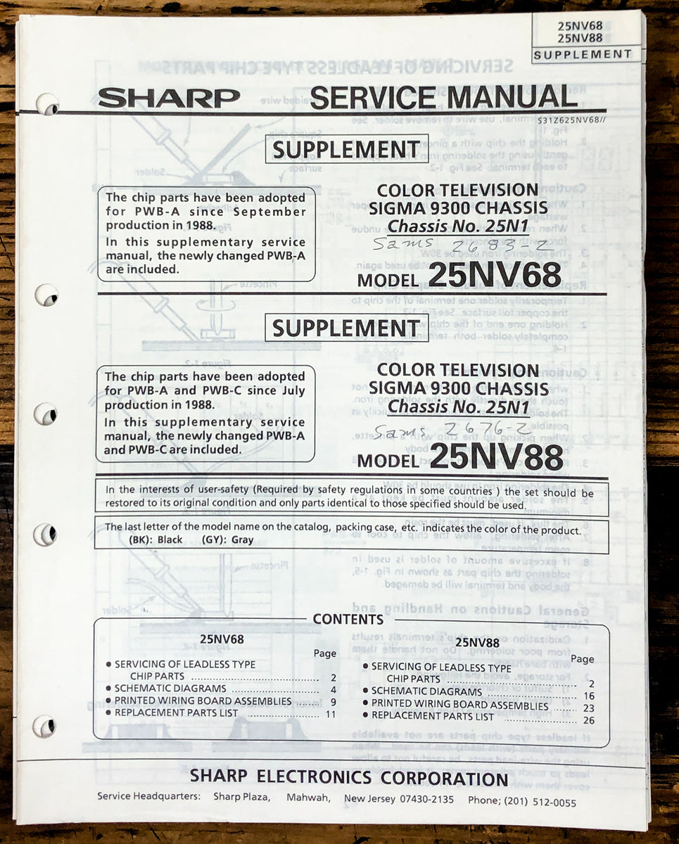 TV / Television Service Manual Supp. *Original* – Vintage Audio Store ...