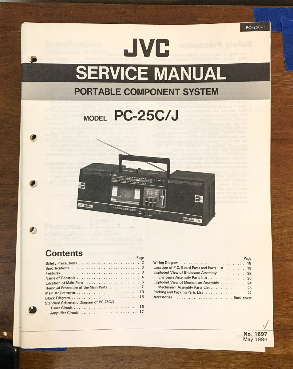 JVC PC-25C CD Portable System Service Manual *Original* – Vintage Audio ...
