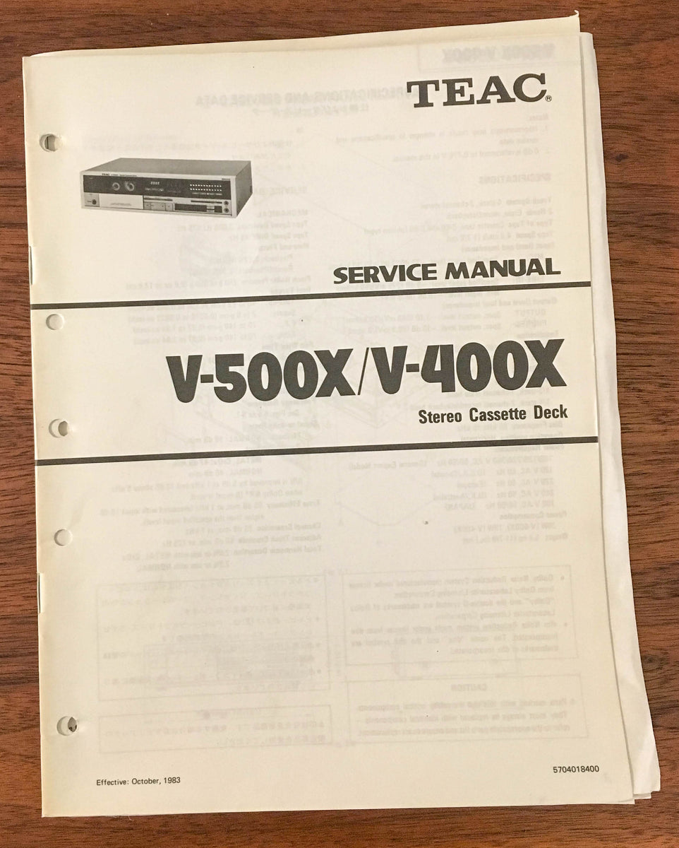 Teac V-505X V-508X CASSETTE DECK Service Manual *Original* – Vintage ...