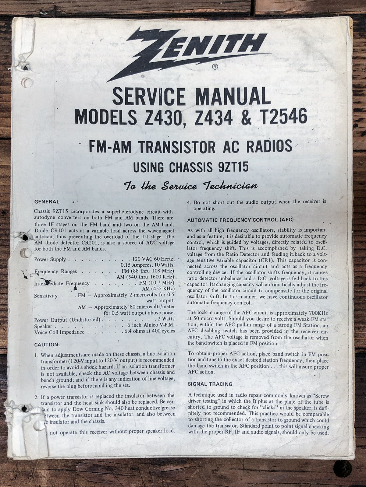 Radio Service Manual *Original* – Vintage Audio Store - Vintage Service ...