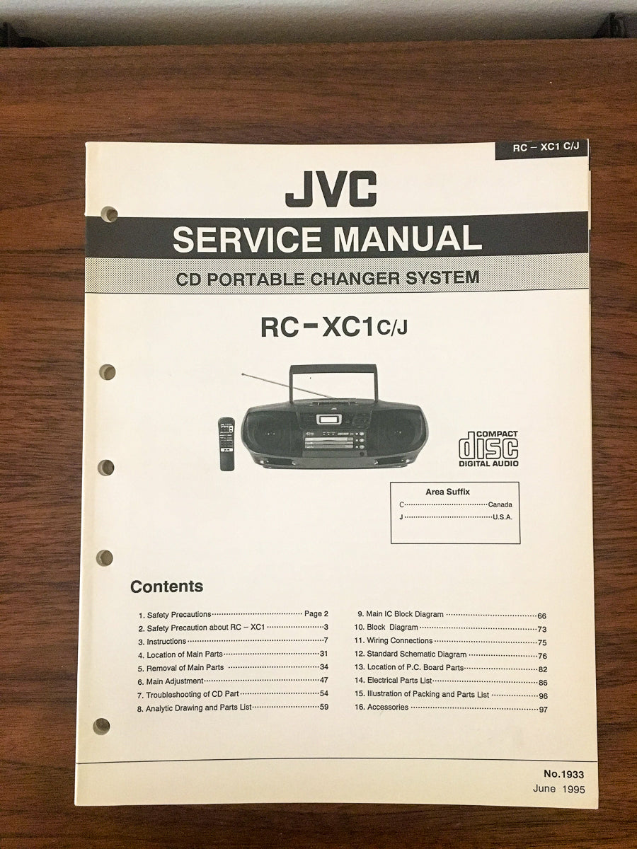JVC RC-XC1 Radio Service Manual *Original* – Vintage Audio Store - Vintage Service Manuals ...