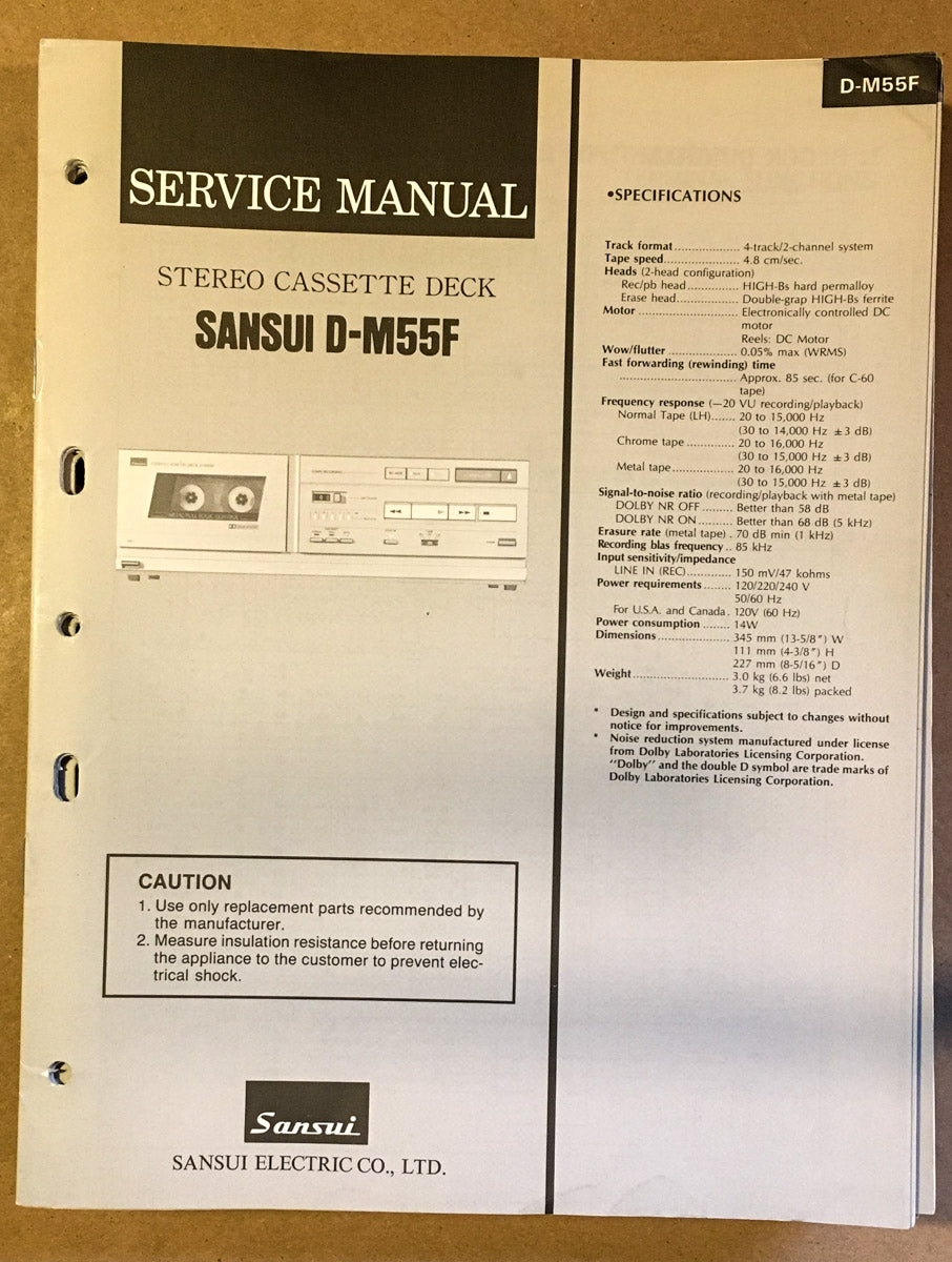 Sansui D-M55F Cassette / Tape Player Service Manual *Original ...
