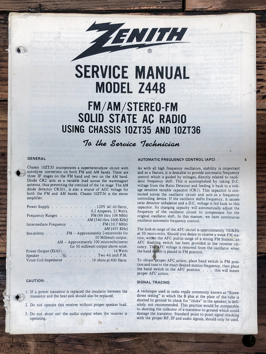 Radio Service Manual *Original* – Vintage Audio Store - Vintage Service ...